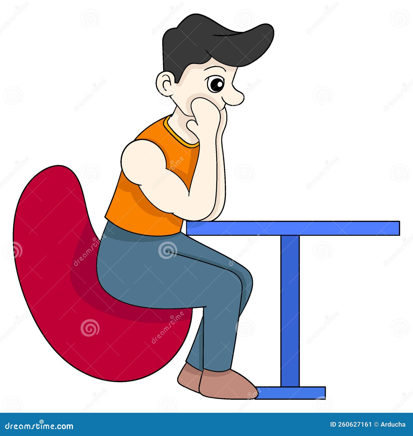 Illustration of a Man Sitting Sadly Stock Vector - Illustration of ...