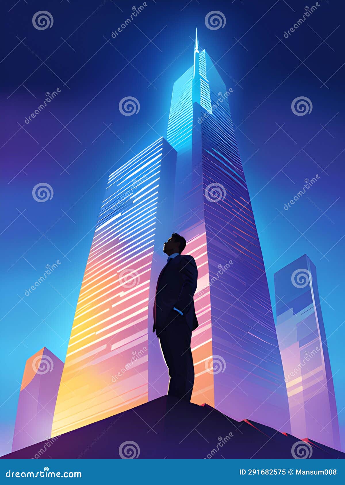 Illustration of a Man Standing on the City Background Stock ...