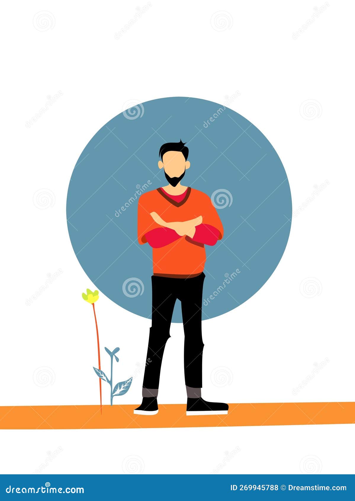 An Illustration of a Man Standing with Style in Flat Design Stock ...
