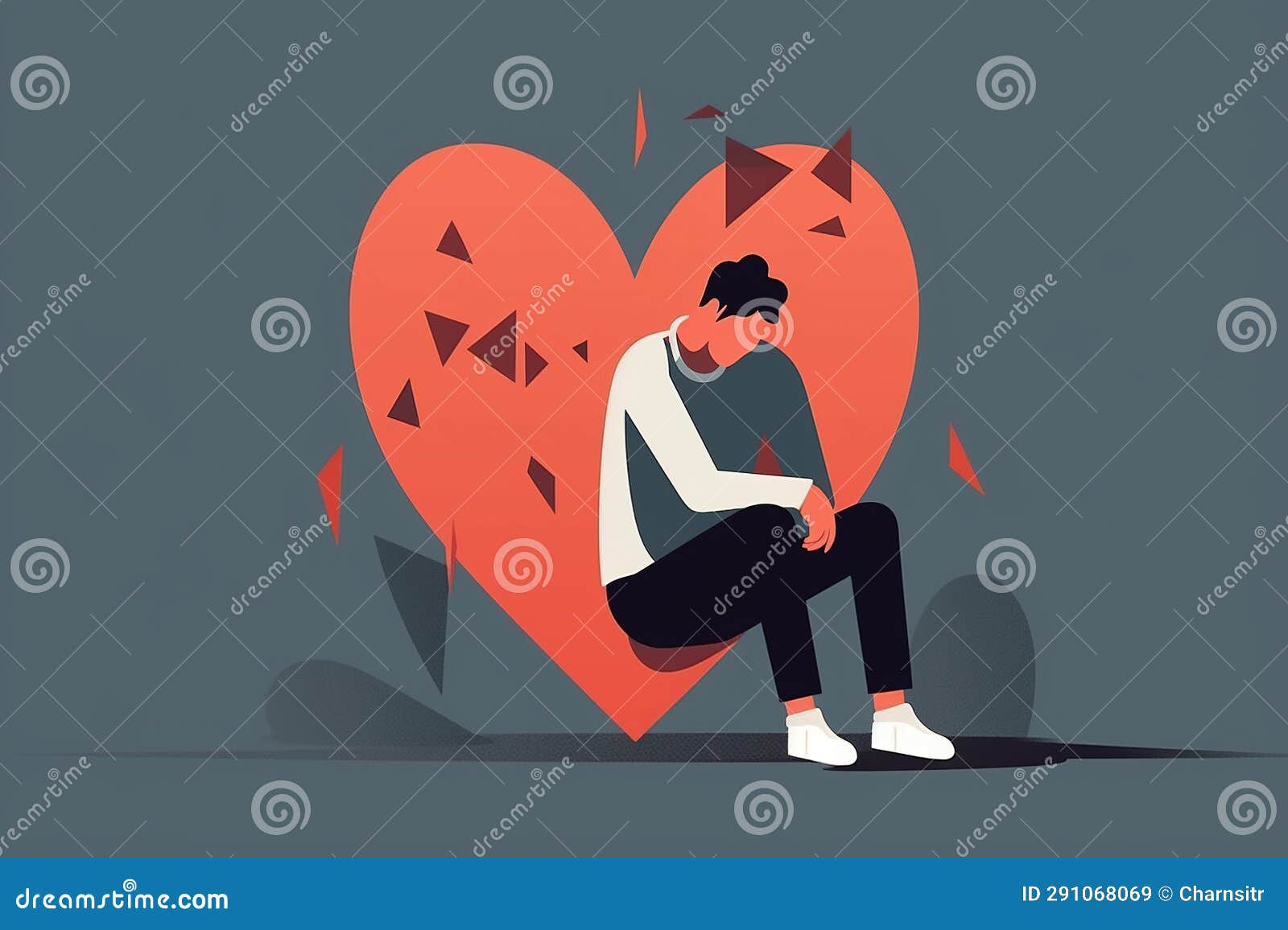 Illustration of a Man Suffer from Heart Broken Stock Illustration ...