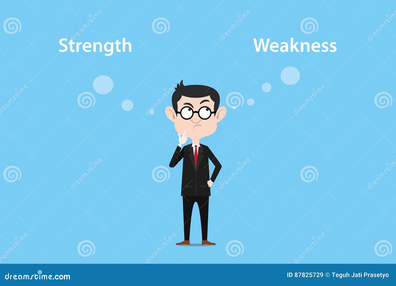 Illustration of a Man Thinking about Strength or Weakness with White ...