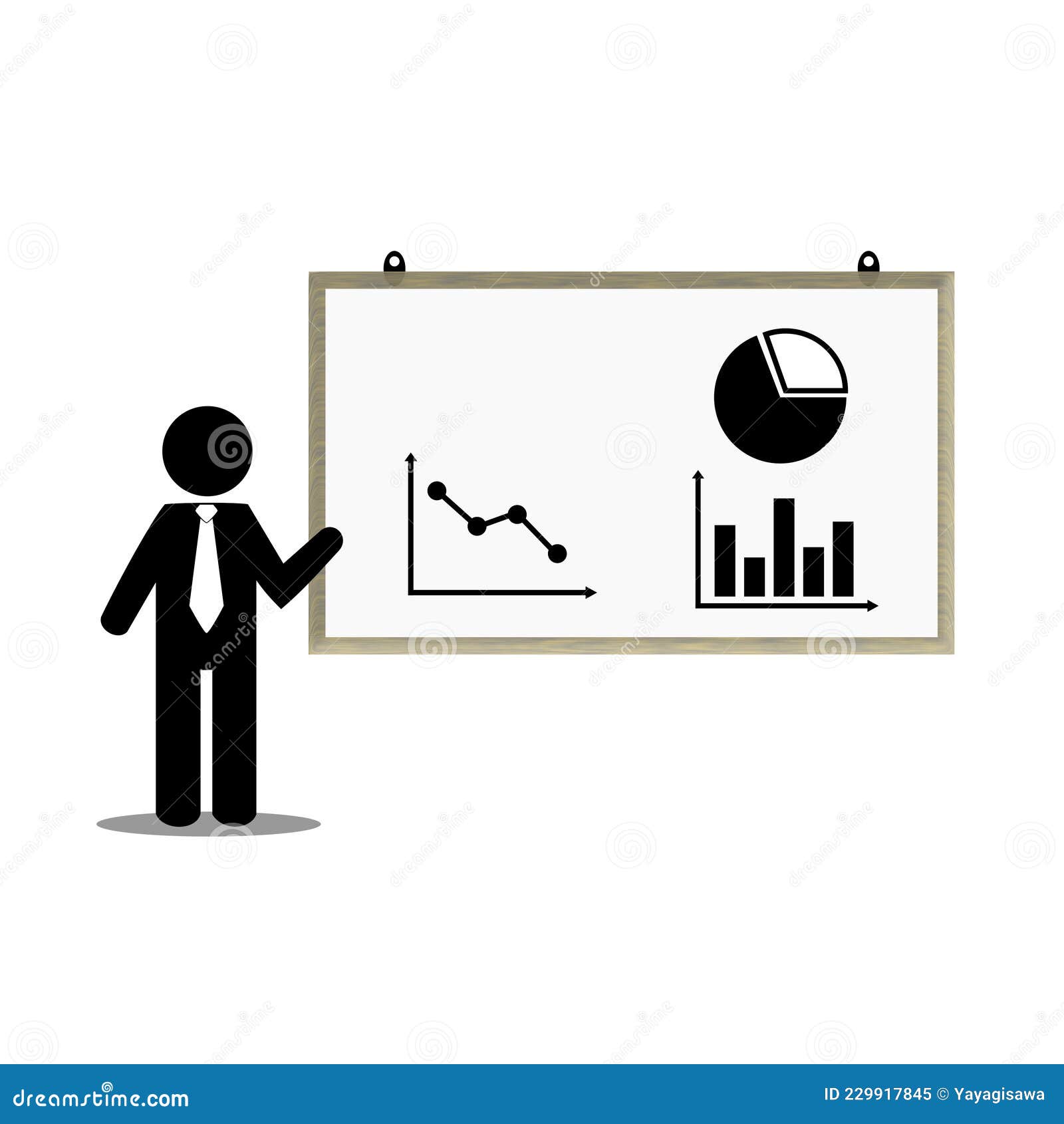 Illustration of a Man in a Tie Explaining a Chart on a Whiteboard ...