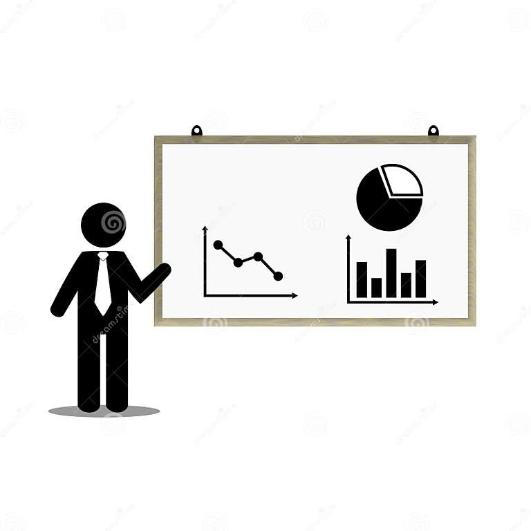 Illustration of a Man in a Tie Explaining a Chart on a Whiteboard ...
