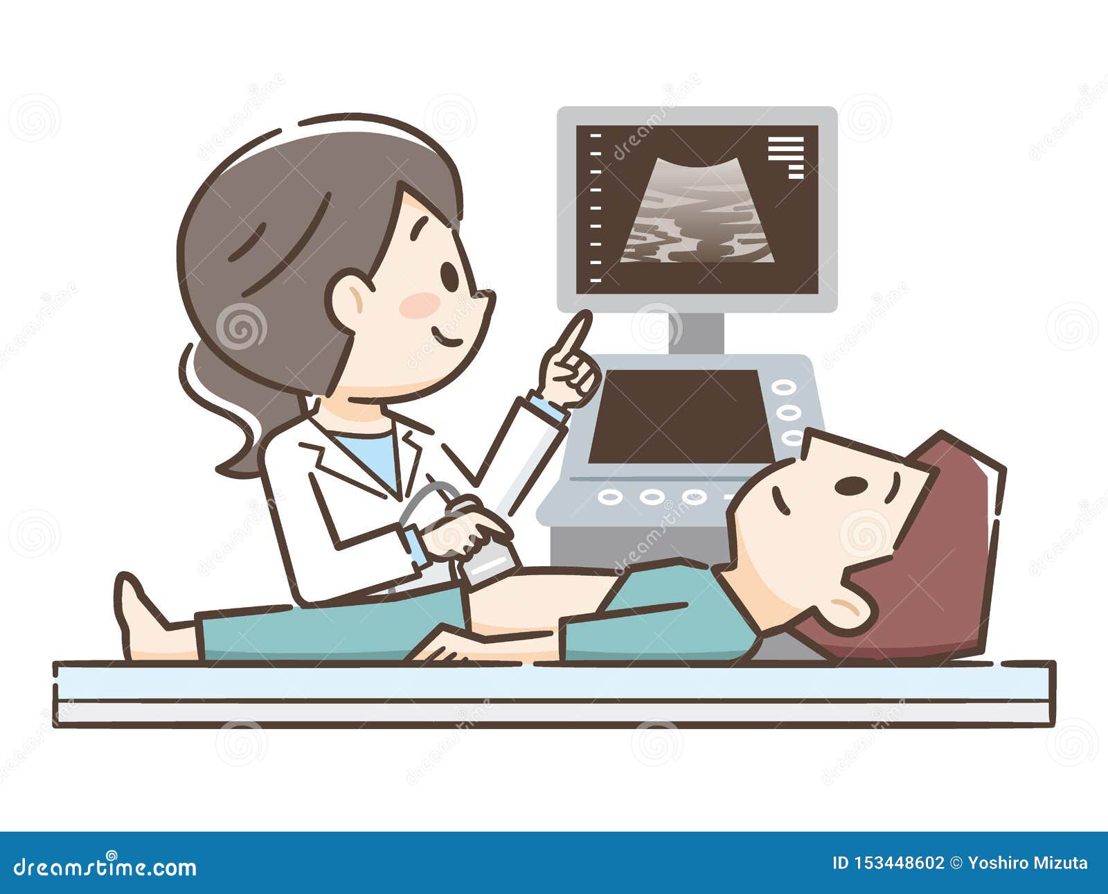 Illustration of a Man Undergoing an Ultrasound Examination Stock Vector ...