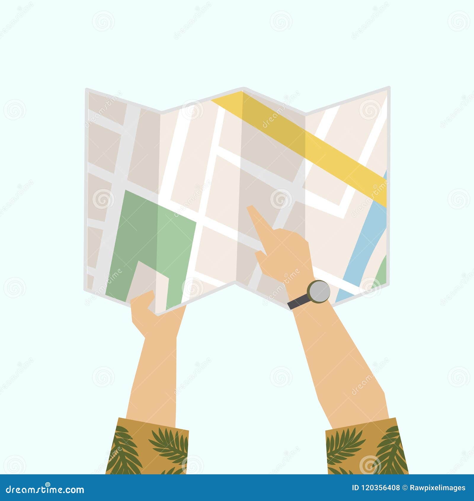 Illustration of a Man Using a Map for Direction Stock Vector ...