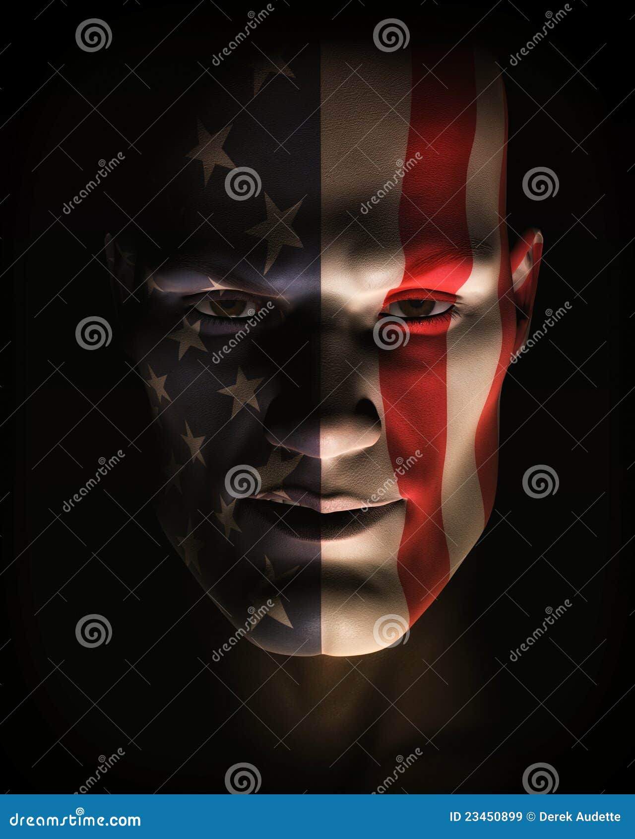 Illustration of Man Wearing USA Flag Face Paint Stock Illustration ...