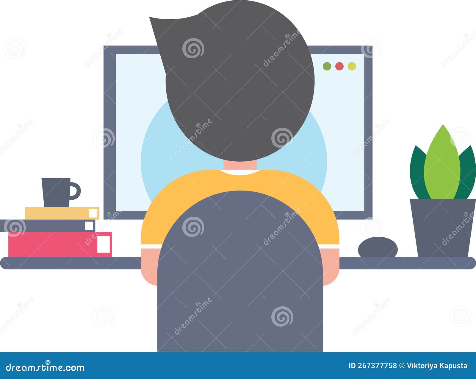 Illustration of a Man Working at a Computer Stock Illustration ...