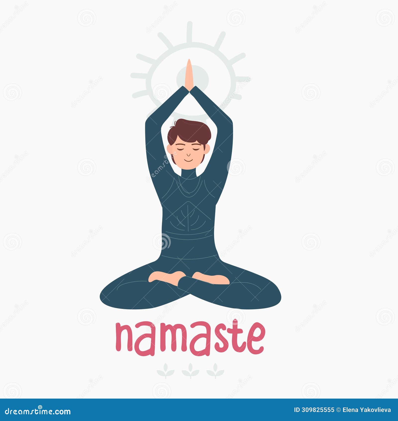 Illustration of a Man in a Yoga Namaste Pose Stock Vector ...