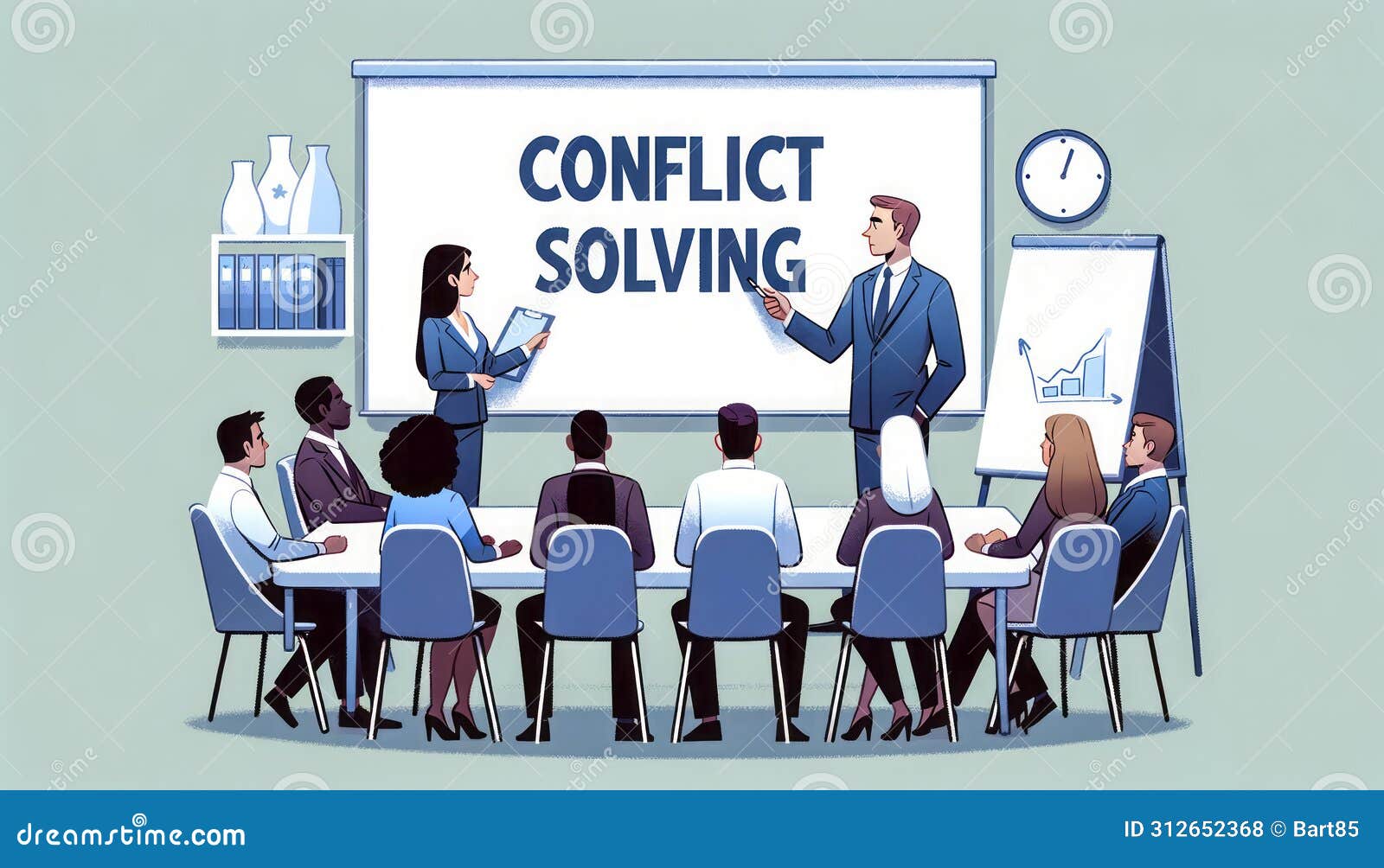 Illustration of a Manager Standing at a Whiteboard with the Text ...