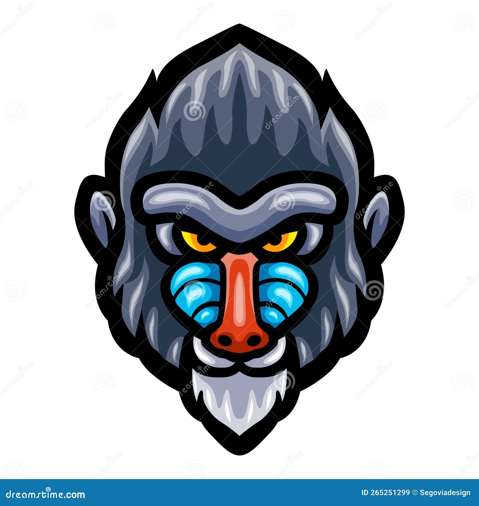 Mandrill Head Angry Mandala Zentangle Coloring Page Illustration ...