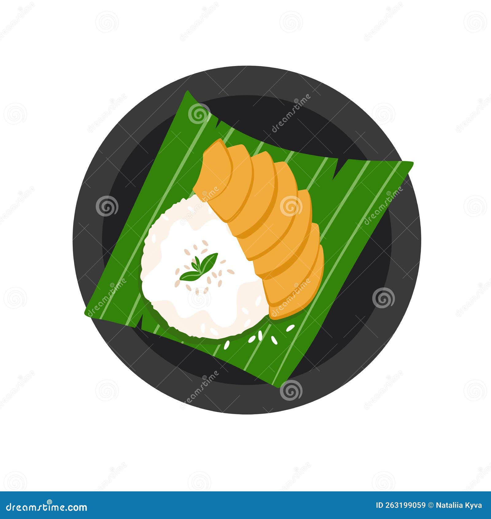 Illustration of Mango Sticky Rice Stock Vector - Illustration of ...