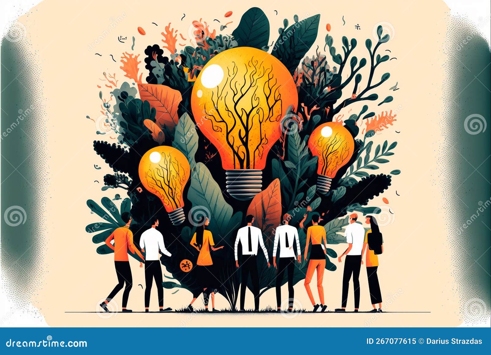 Illustration of Many Business People Collaborating, Solving Problems ...