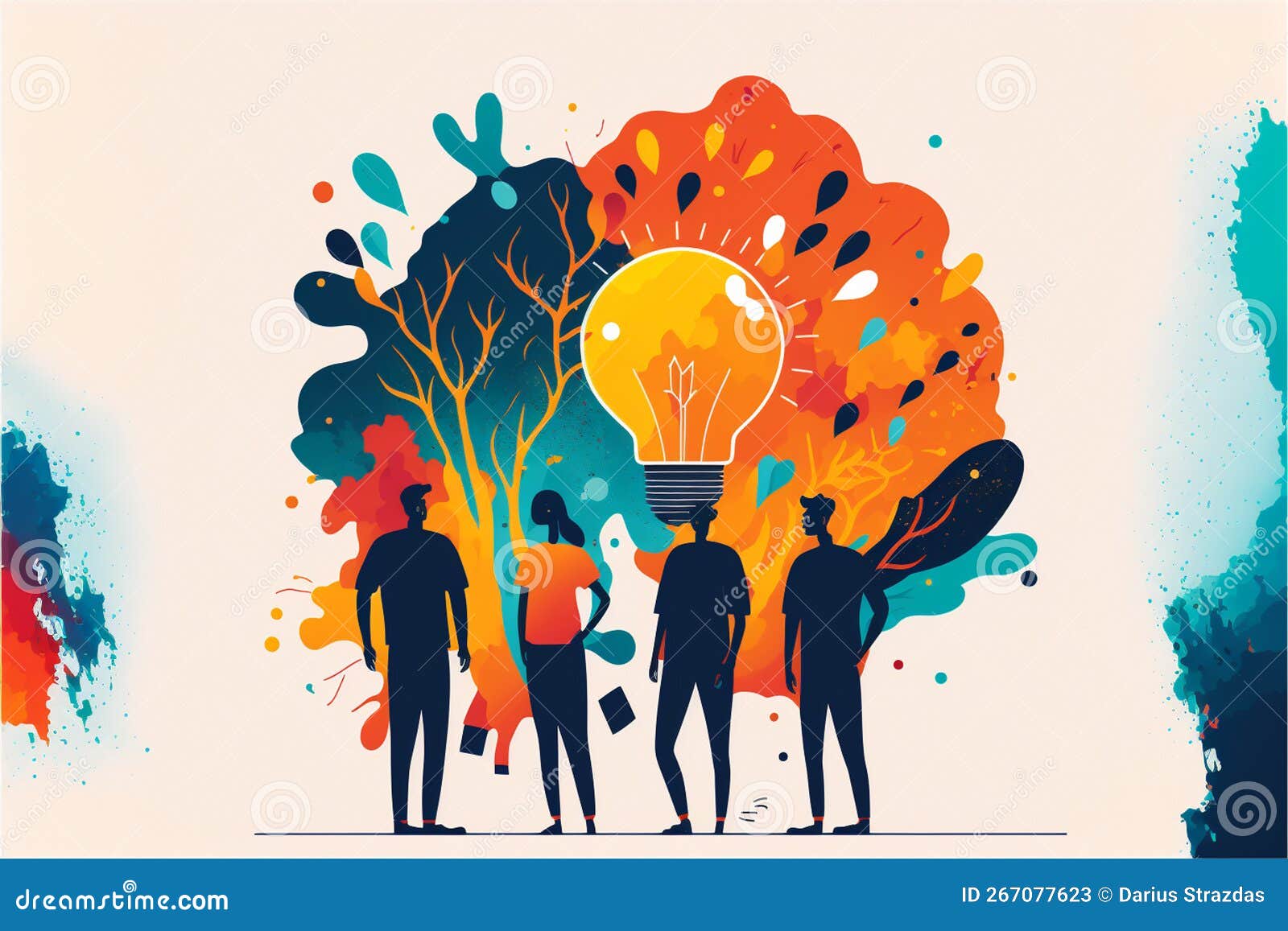 Illustration of Many Business People Collaborating, Solving Problems ...