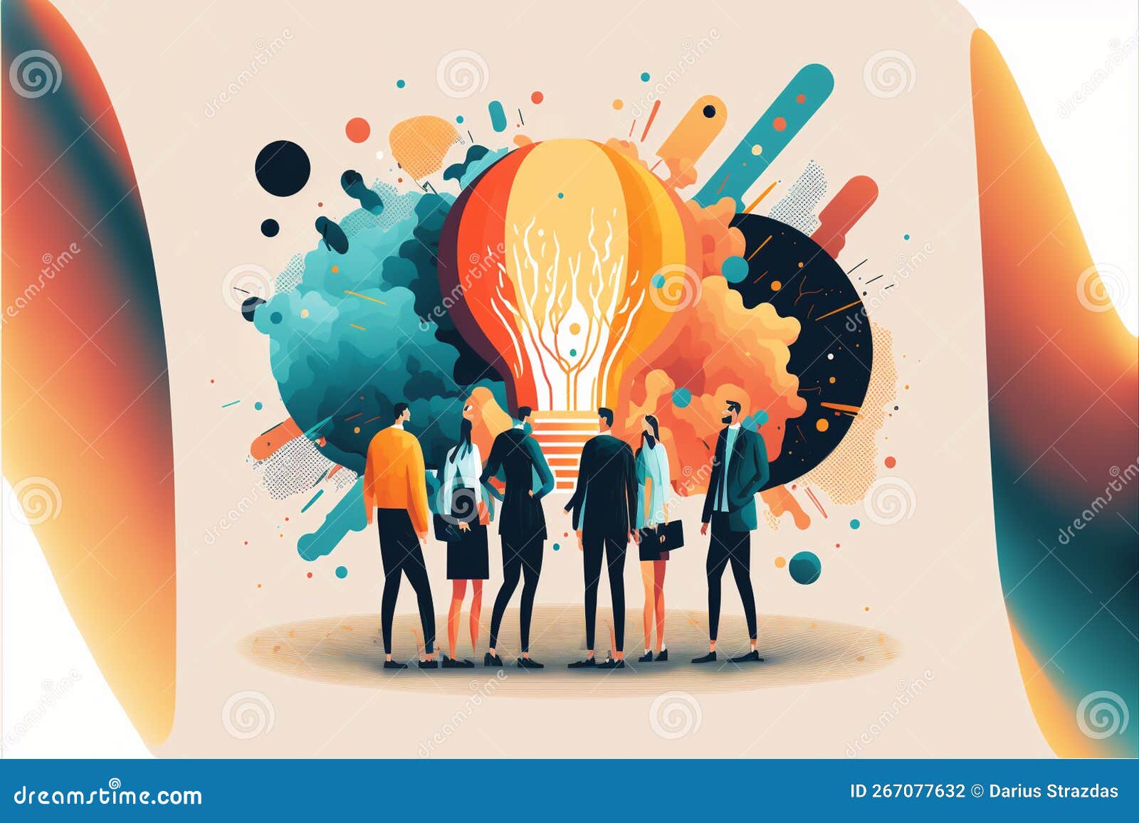 Illustration of Many Business People Collaborating, Solving Problems ...