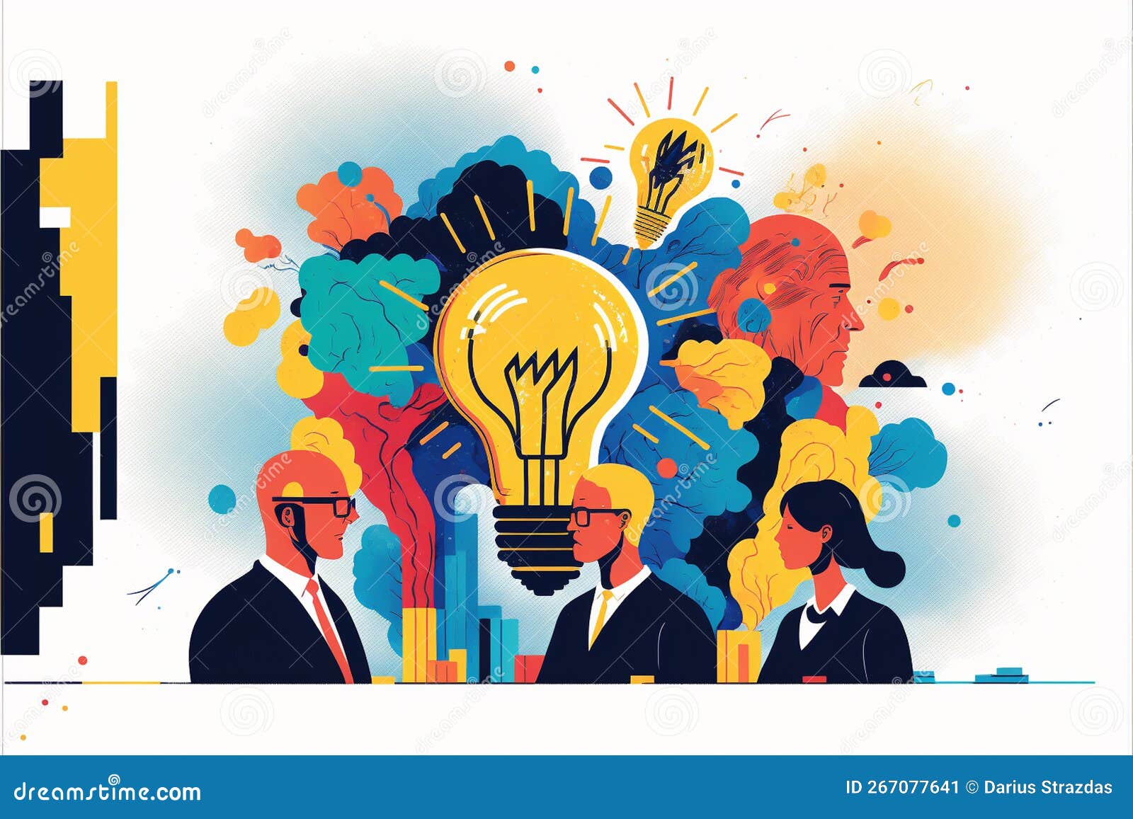 Illustration of Many Business People Collaborating, Solving Problems ...