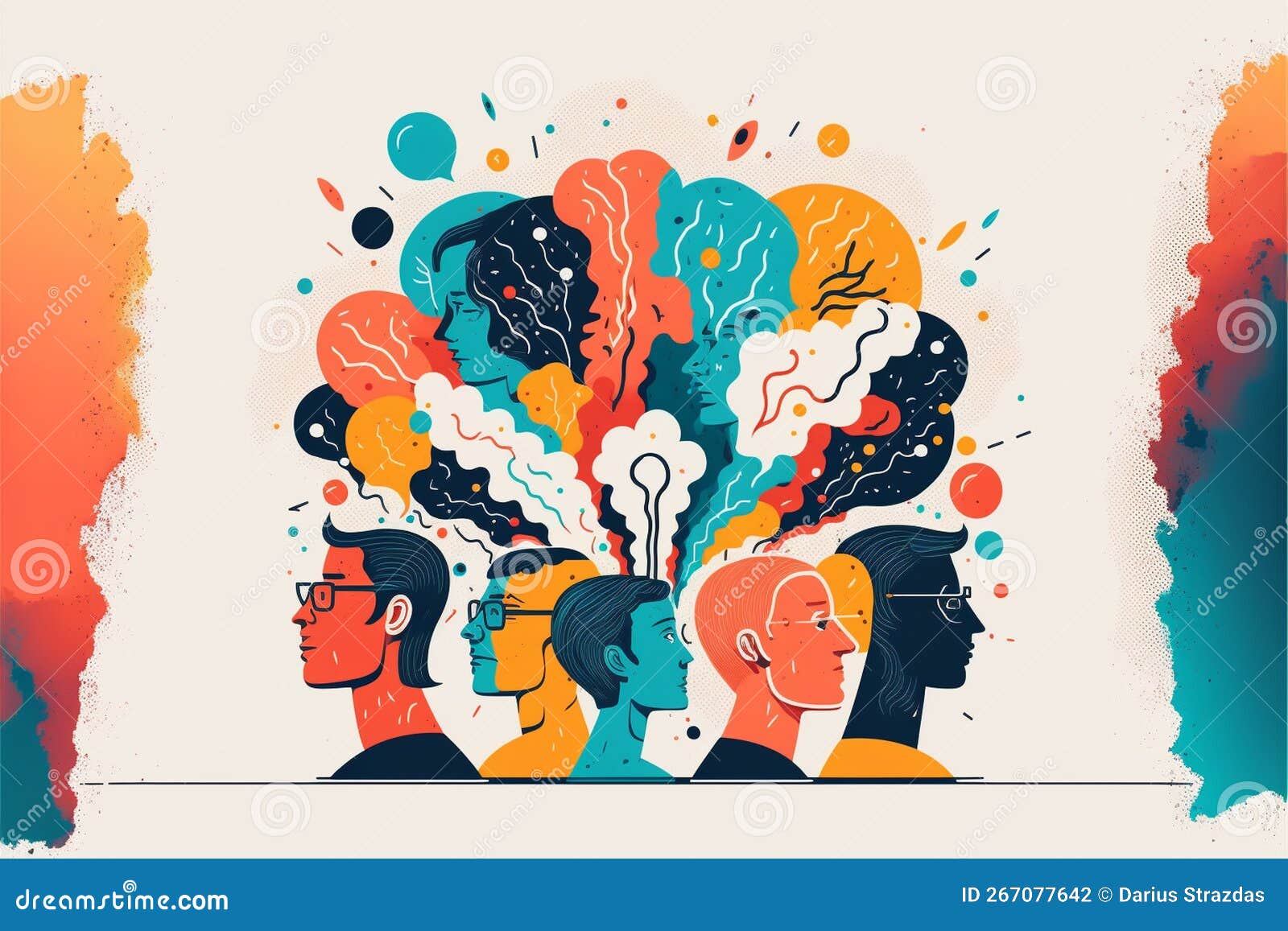 Illustration of Many Business People Collaborating, Solving Problems ...