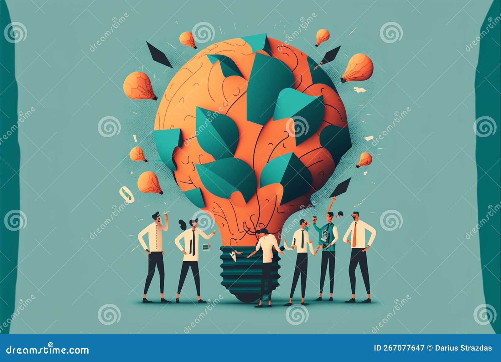 Illustration of Many Business People Collaborating, Solving Problems ...