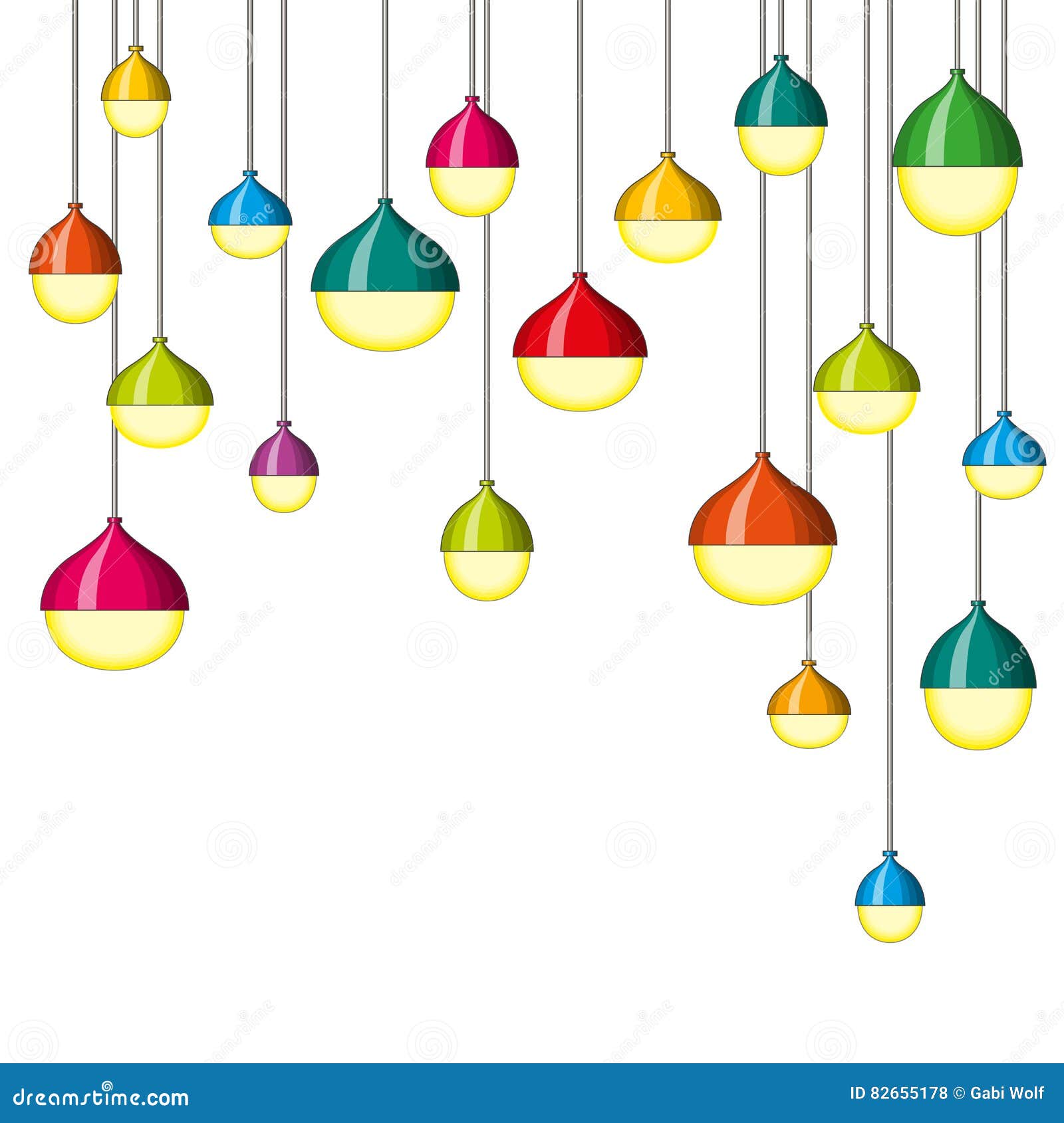 Illustration of Many Colorful Lamps Stock Vector - Illustration of lamp ...