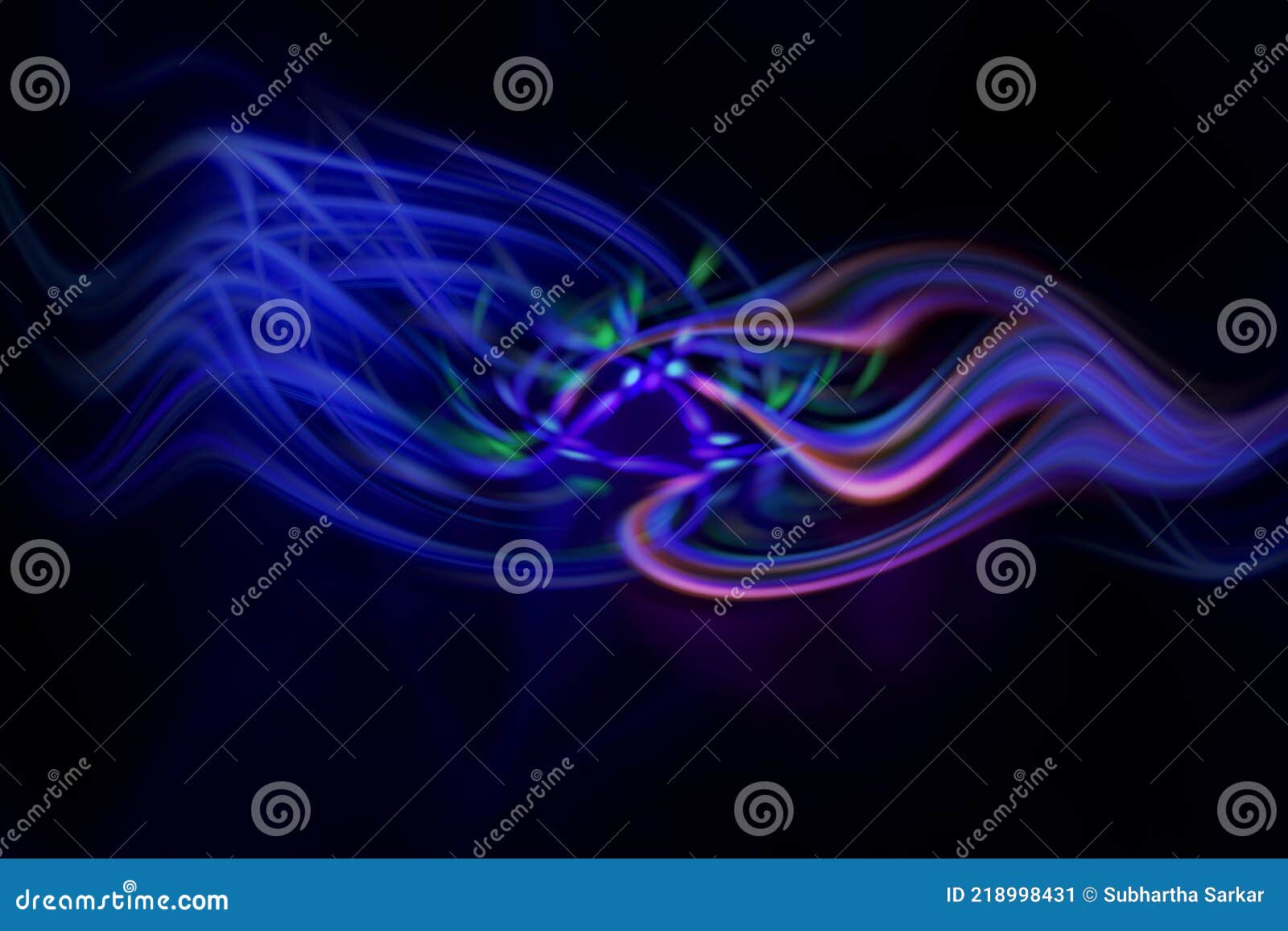 Illustration of Many Colorful Neon Light Trails on a Black Background ...