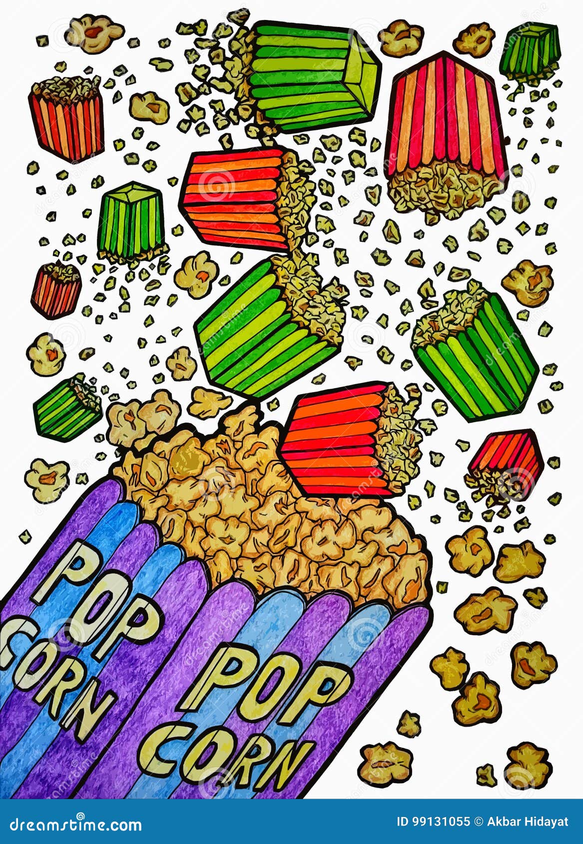 Falling Popcorns Stock Illustrations – 2 Falling Popcorns Stock ...