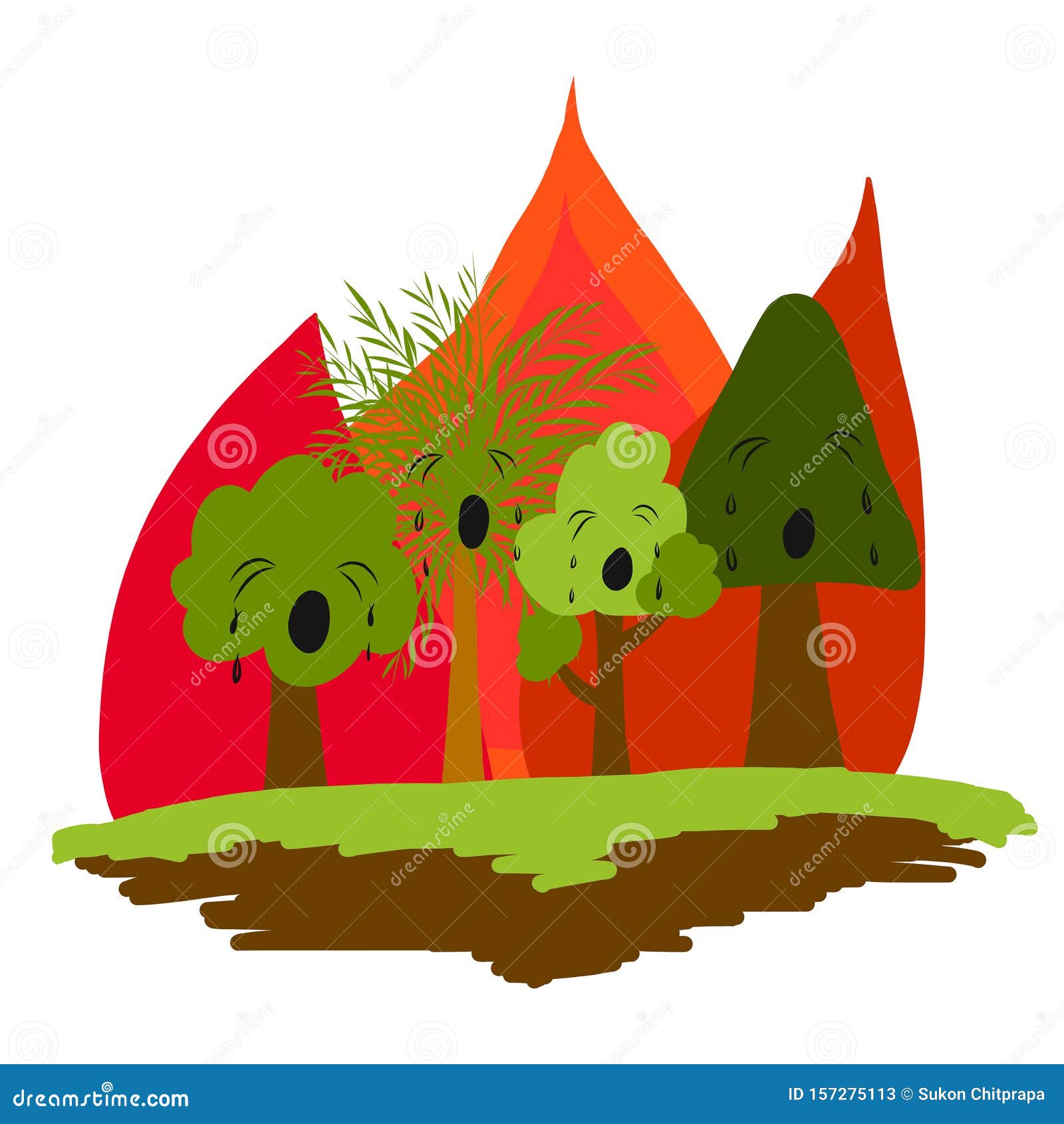 Illustration of Many Trees Were Crying Stock Vector - Illustration of ...