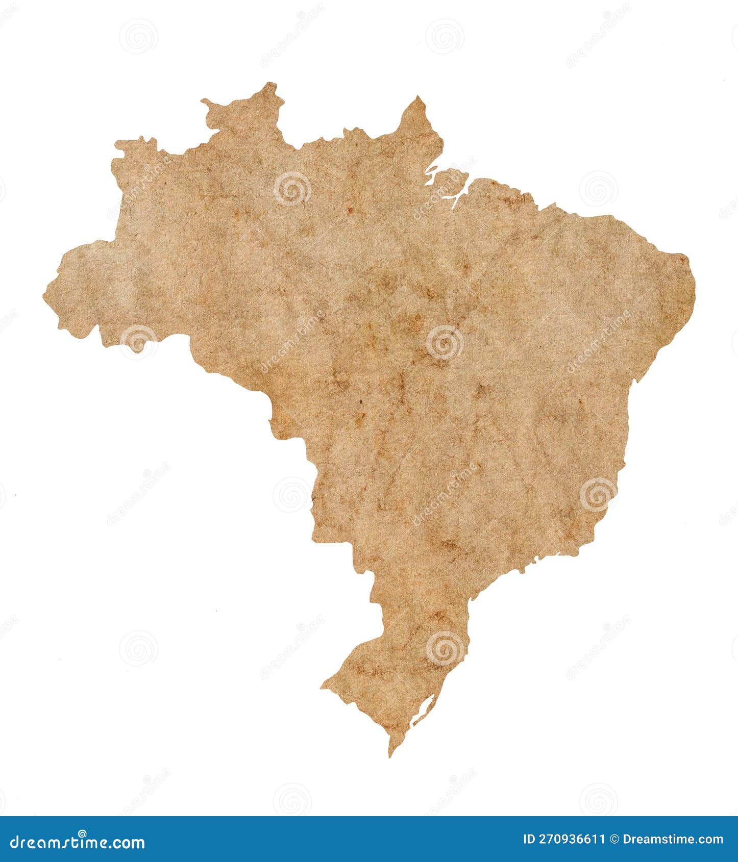 Map of Brazil on Old Brown Grunge Paper Stock Illustration ...
