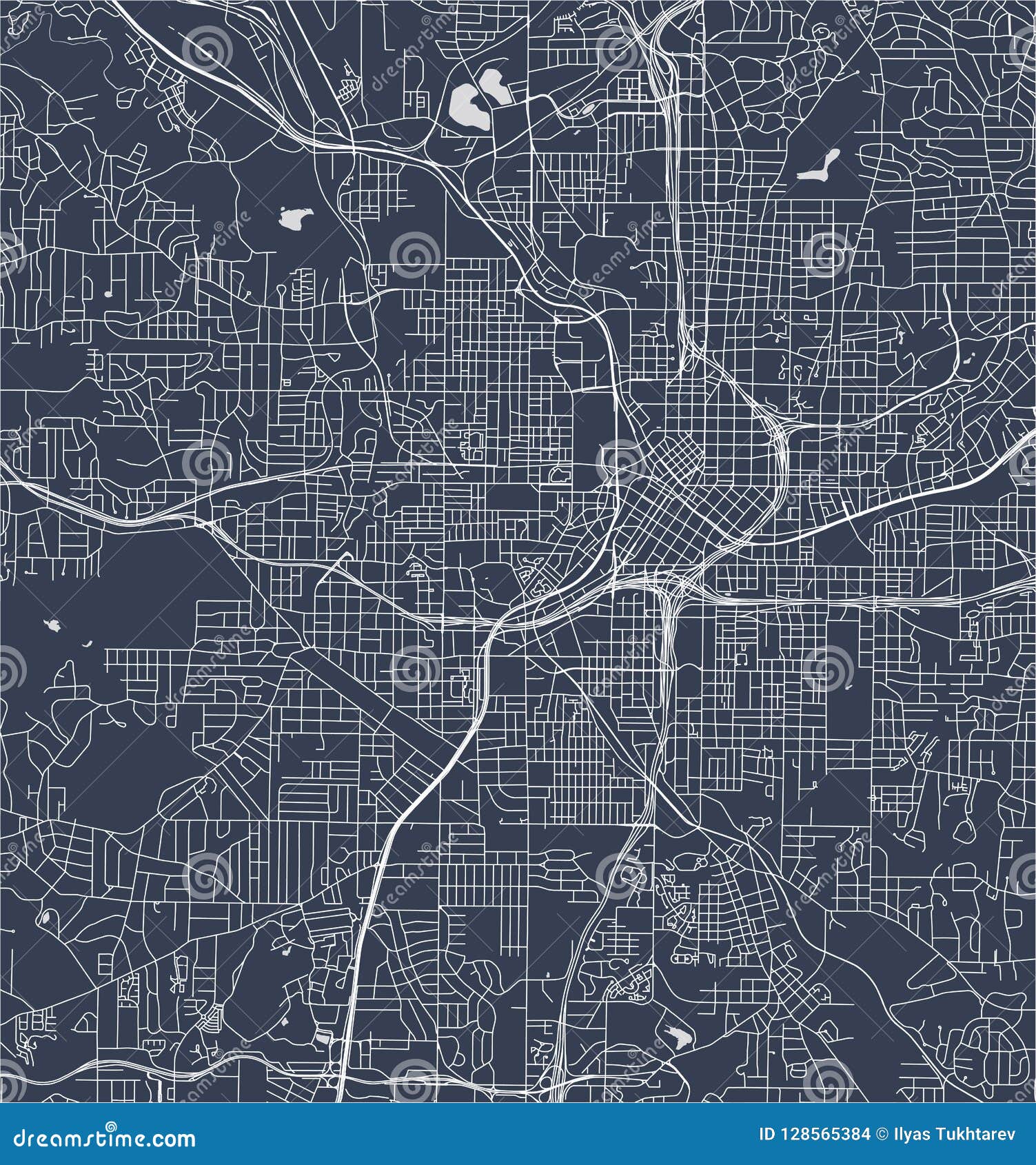 Map of the City of Atlanta, USA Stock Illustration - Illustration of ...