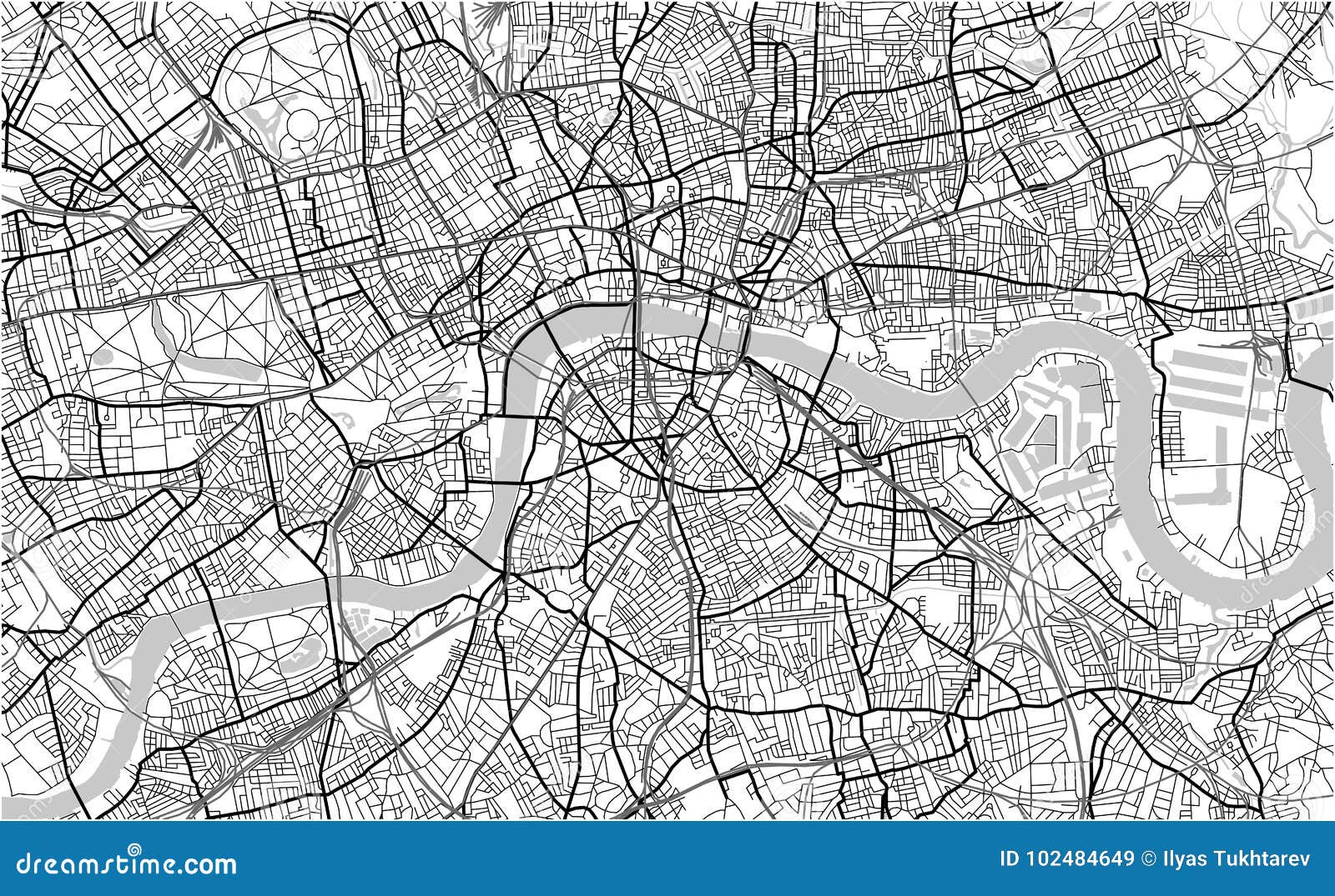 Map of the City of London, Great Britain Stock Illustration ...