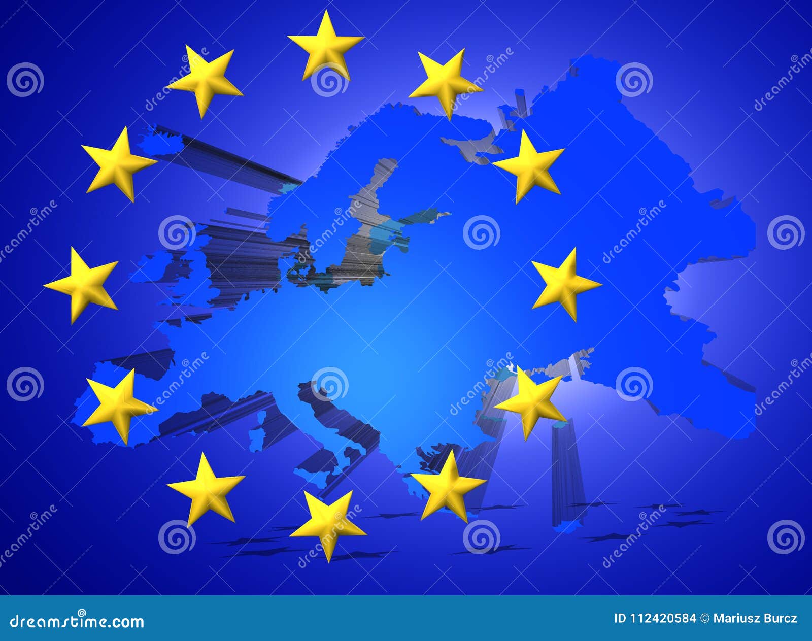Illustration of a Map of European Union and EU Flag Illustration Stock ...