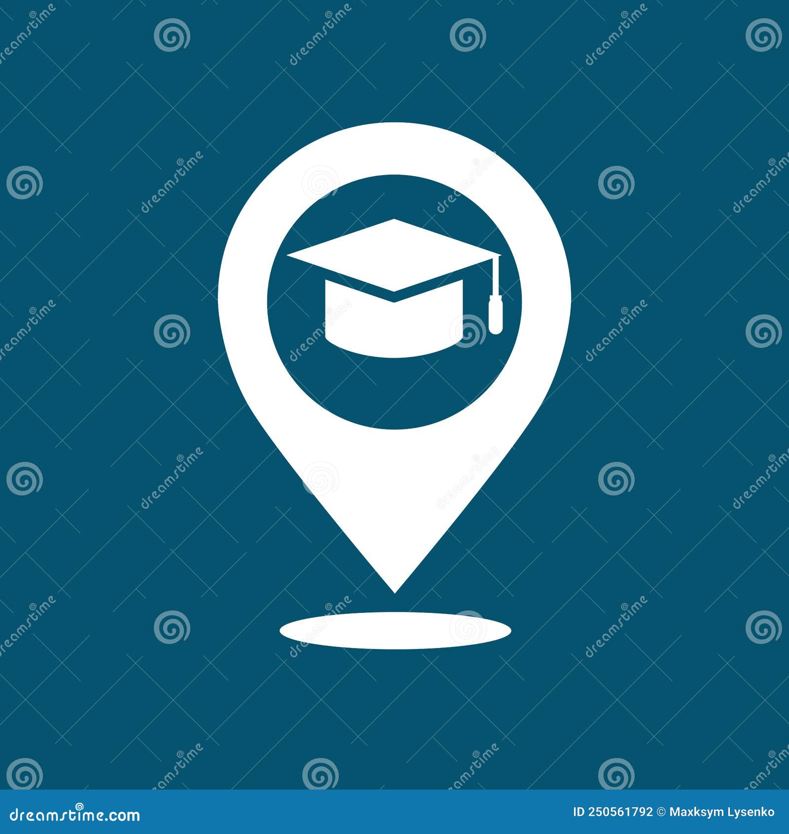 Illustration of a Map Mark Icon with a Graduation Cap Stock Vector ...