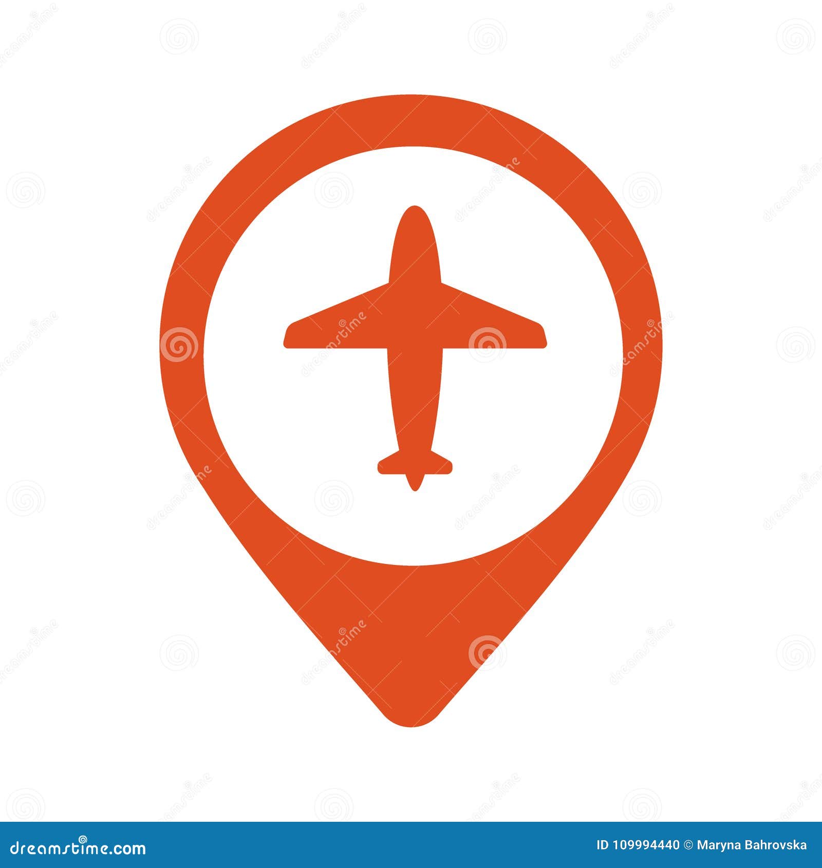 Illustration of a Map Mark Icon with a Plane Stock Vector ...