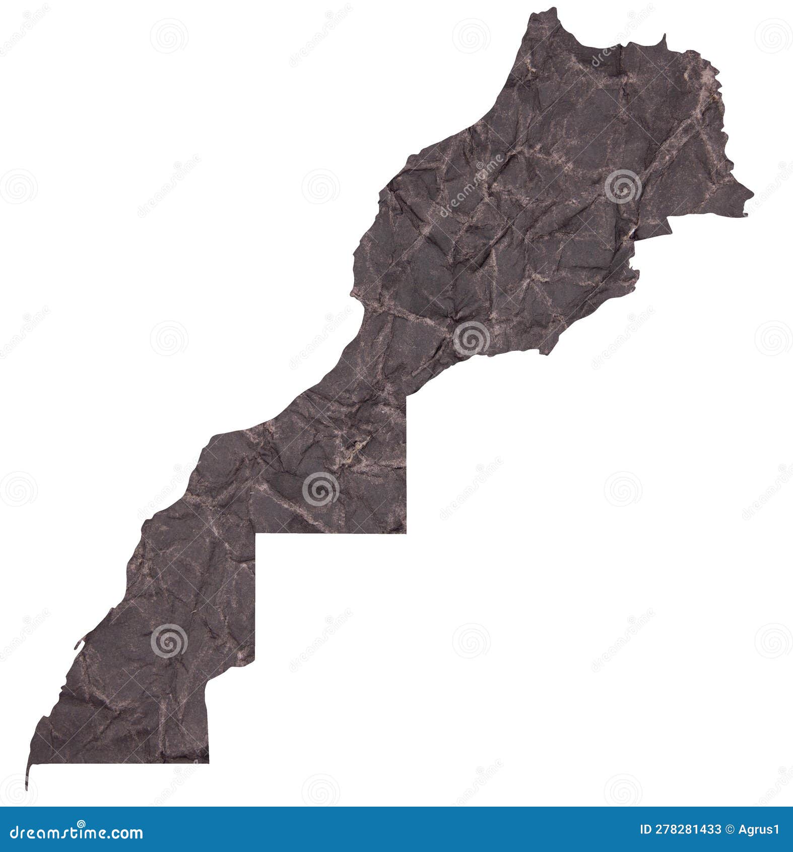 Map of Morocco on Old Dark Crumpled Grunge Paper Stock Illustration ...