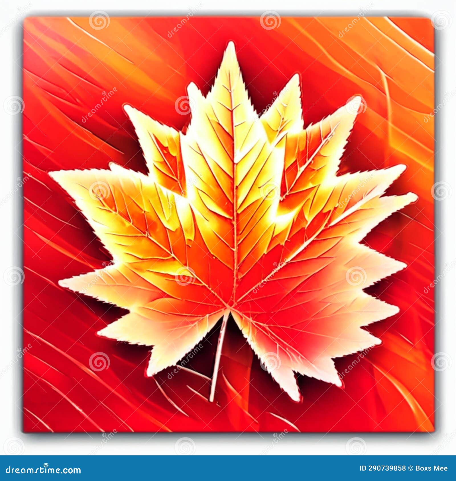 Illustration of a Maple Leaf on a Red Background with a Gradient ...
