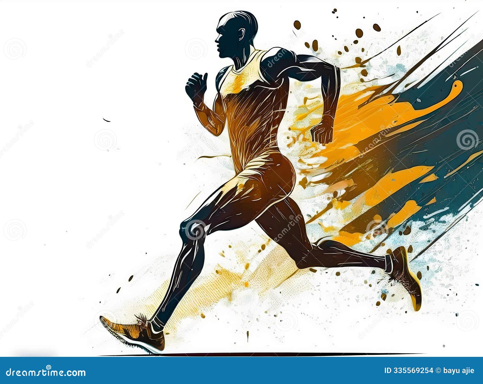 Illustration of a Marathon Athlete Running, Full Body Side View. Ai ...