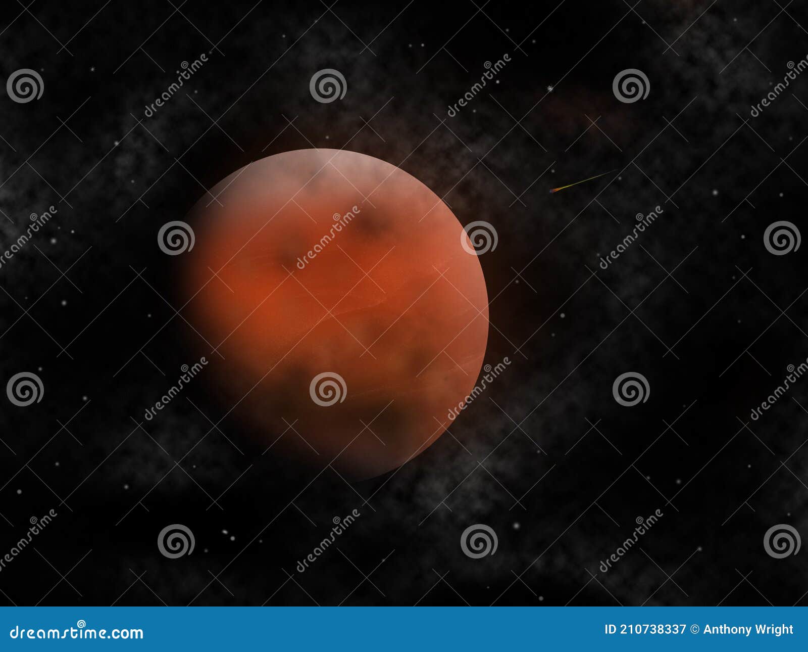 Illustration of Mars in Space with a Star Filled Background Stock ...