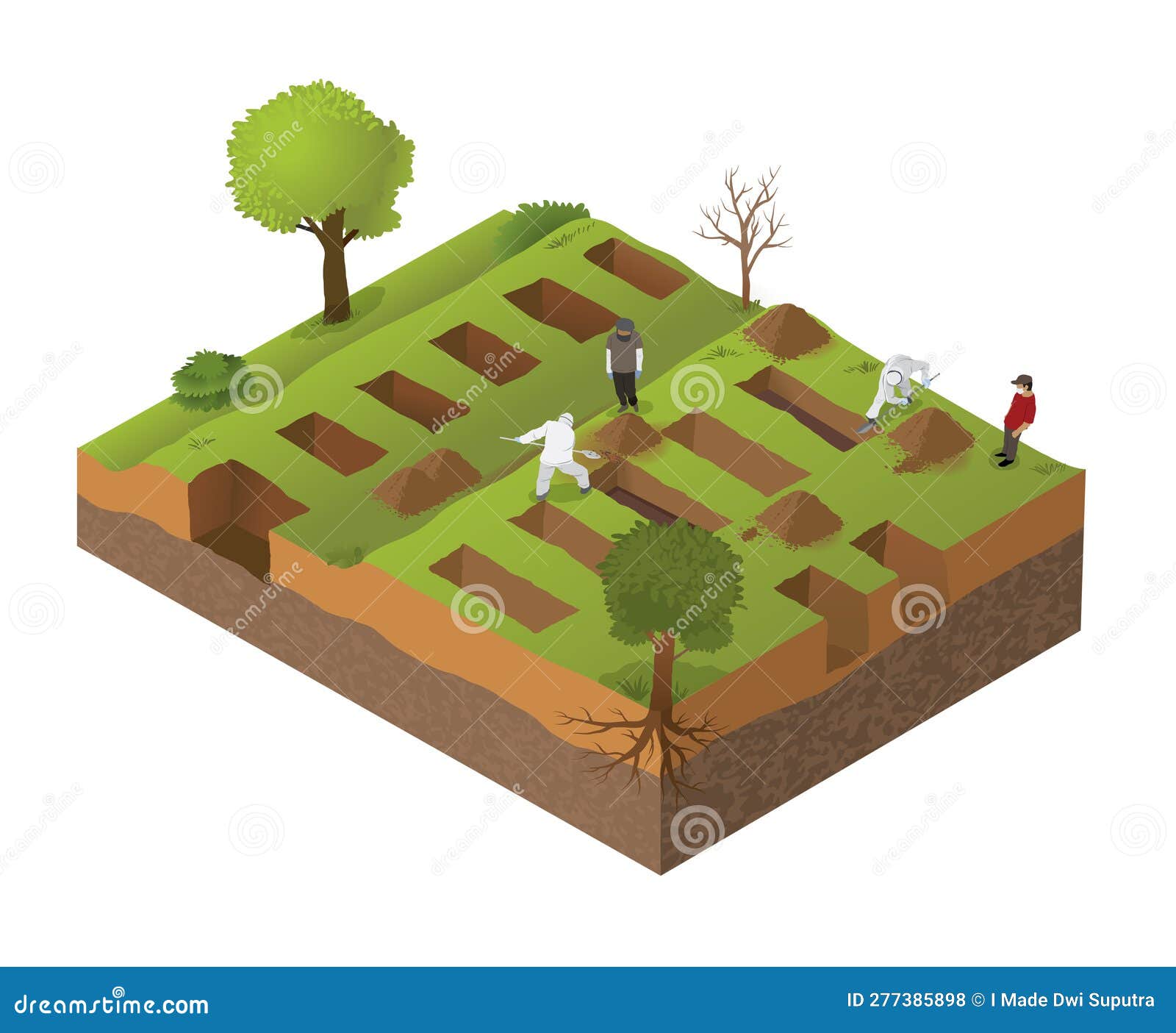 Illustration of Mass Grave Isometric Stock Vector - Illustration of ...