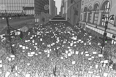 Illustration of Massive Crowd Protesting for Human Rights with Blank ...