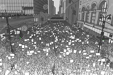 Illustration of Massive Crowd Protesting for Human Rights with Blank ...