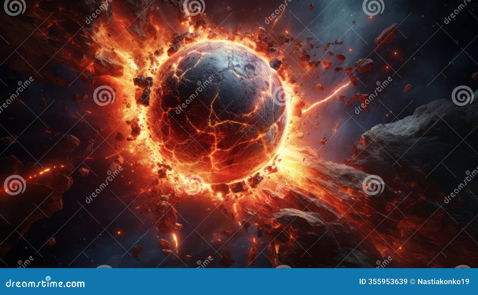 Illustration of a Massive Explosion Fireball Illuminating the Dark ...