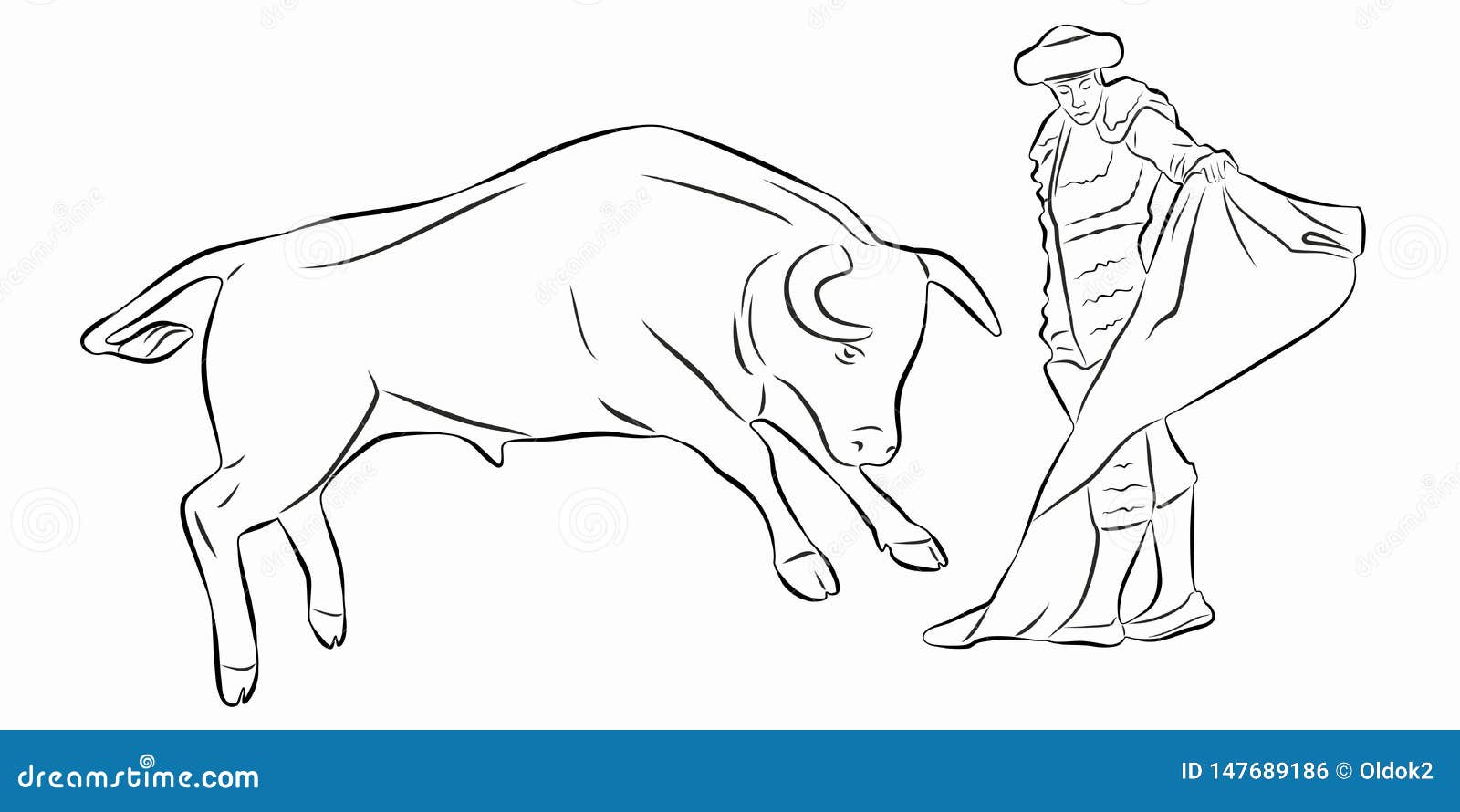 Illustration of Matador and Bull , Vector Draw Stock Vector ...