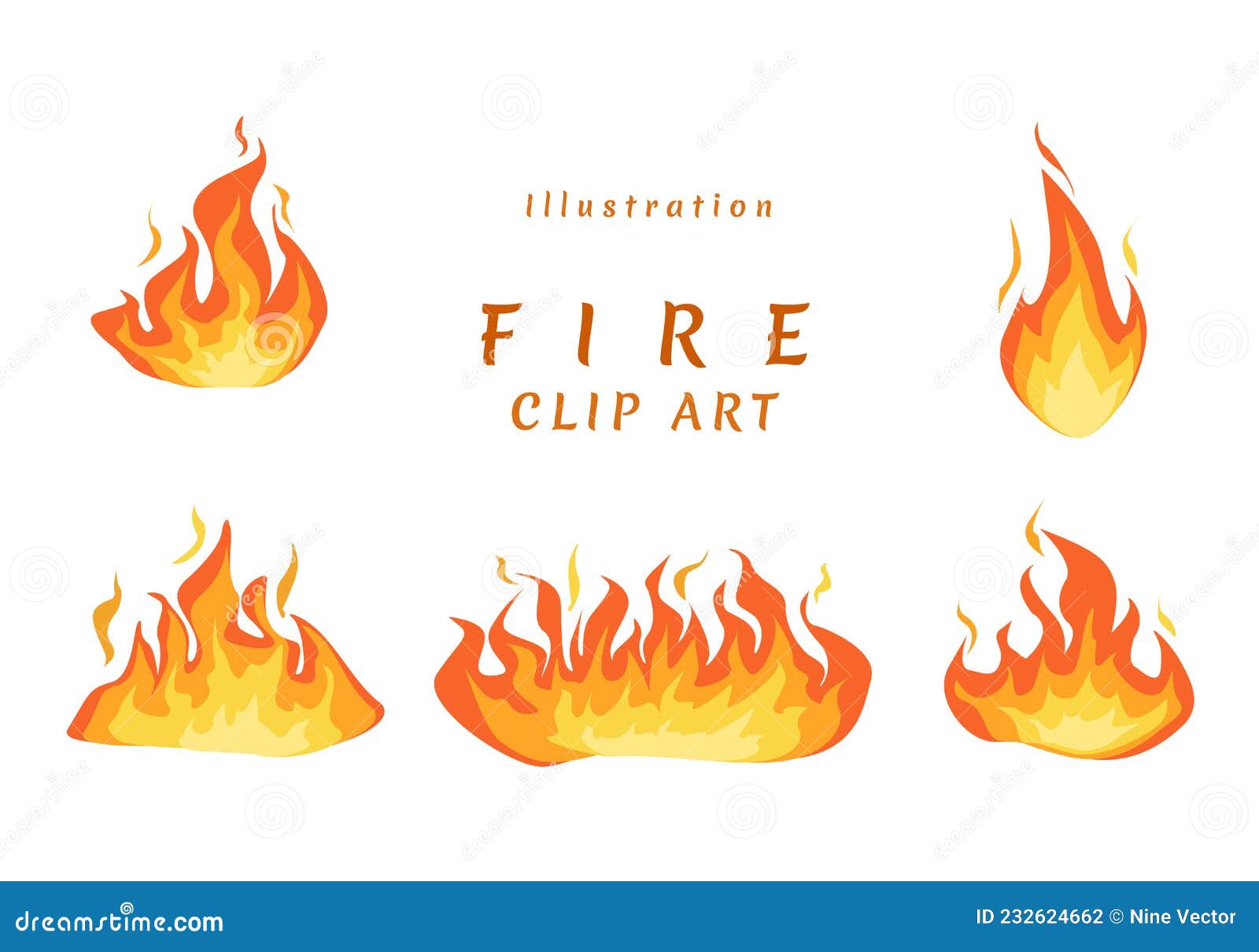 Illustration Vector Fire Clip Art Stock Vector - Illustration of flat ...