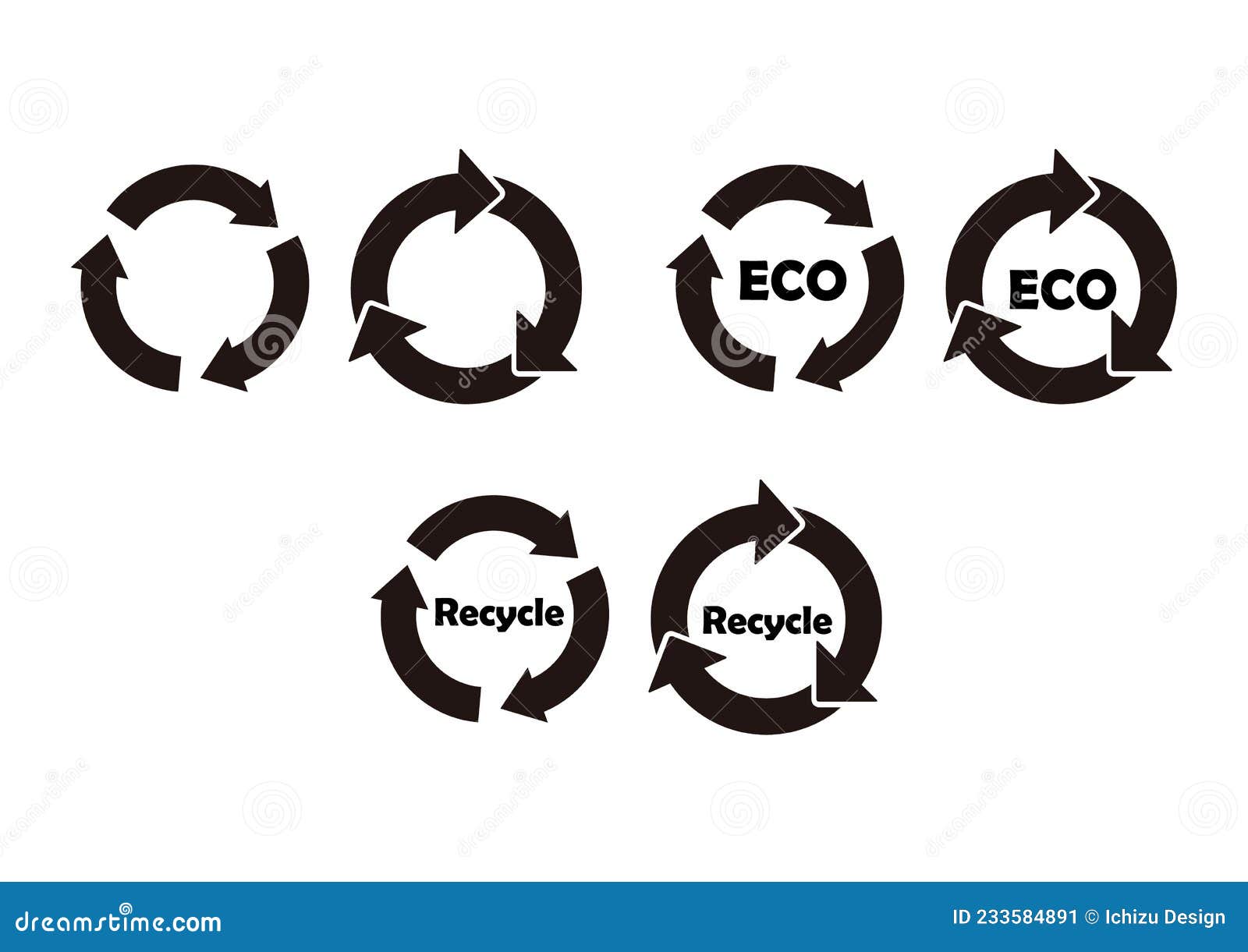 Recycle Symbol Illustration Material Set Stock Vector - Illustration of ...