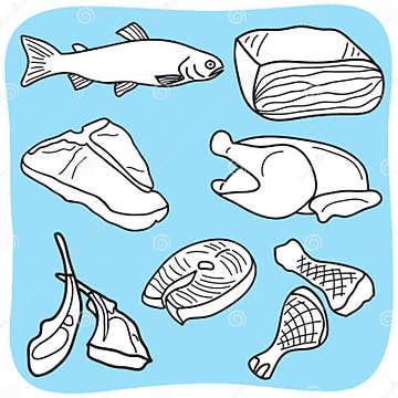 Illustration of Meat, Fish and Poultry Stock Vector - Illustration of ...