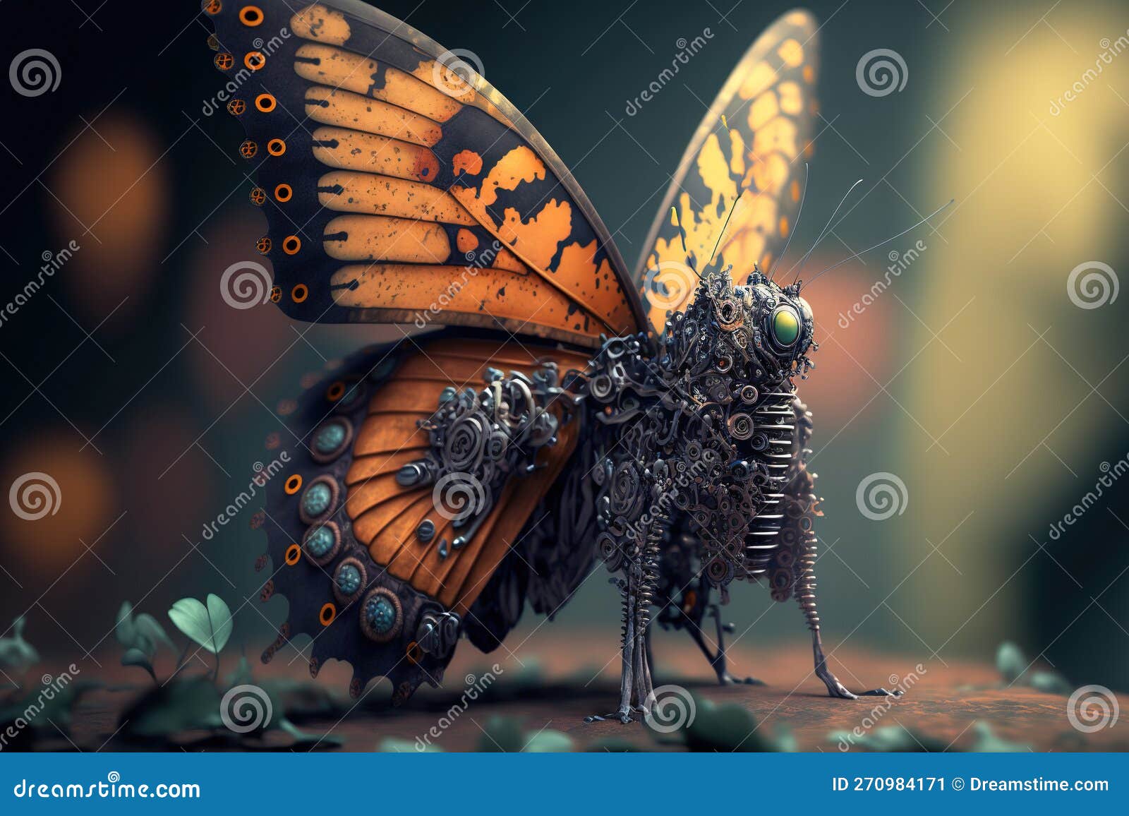 Illustration of a Mechanical Butterfly Stock Illustration - Illustration of industrial, machine ...