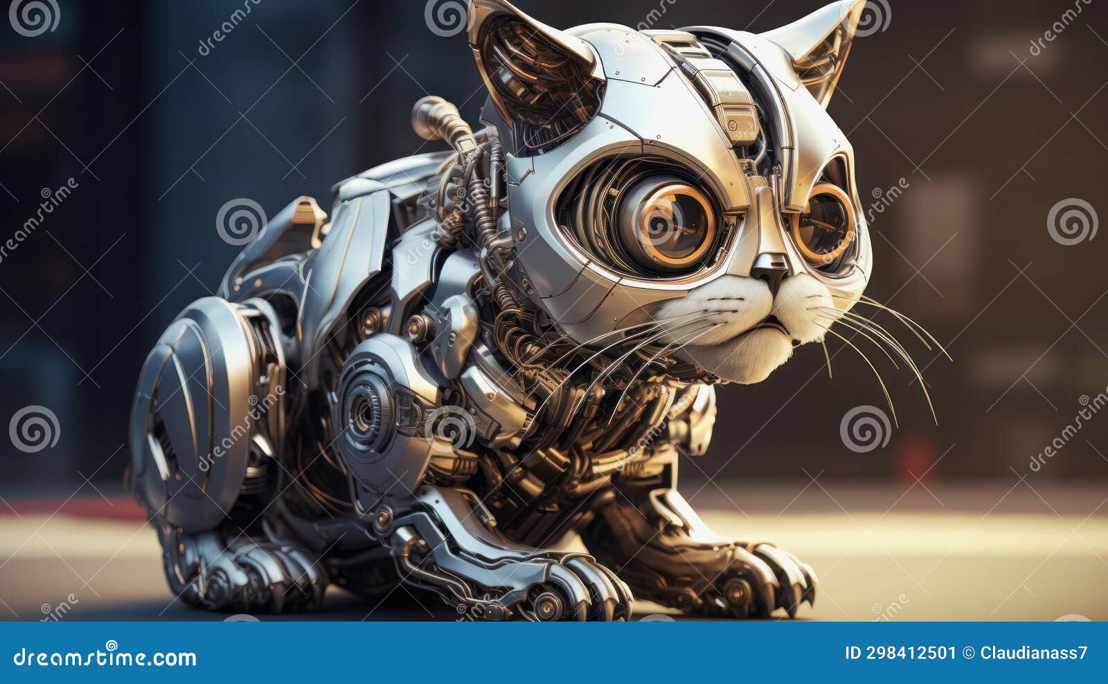 Illustration of a Mechanical Cat Roboter Stock Illustration ...