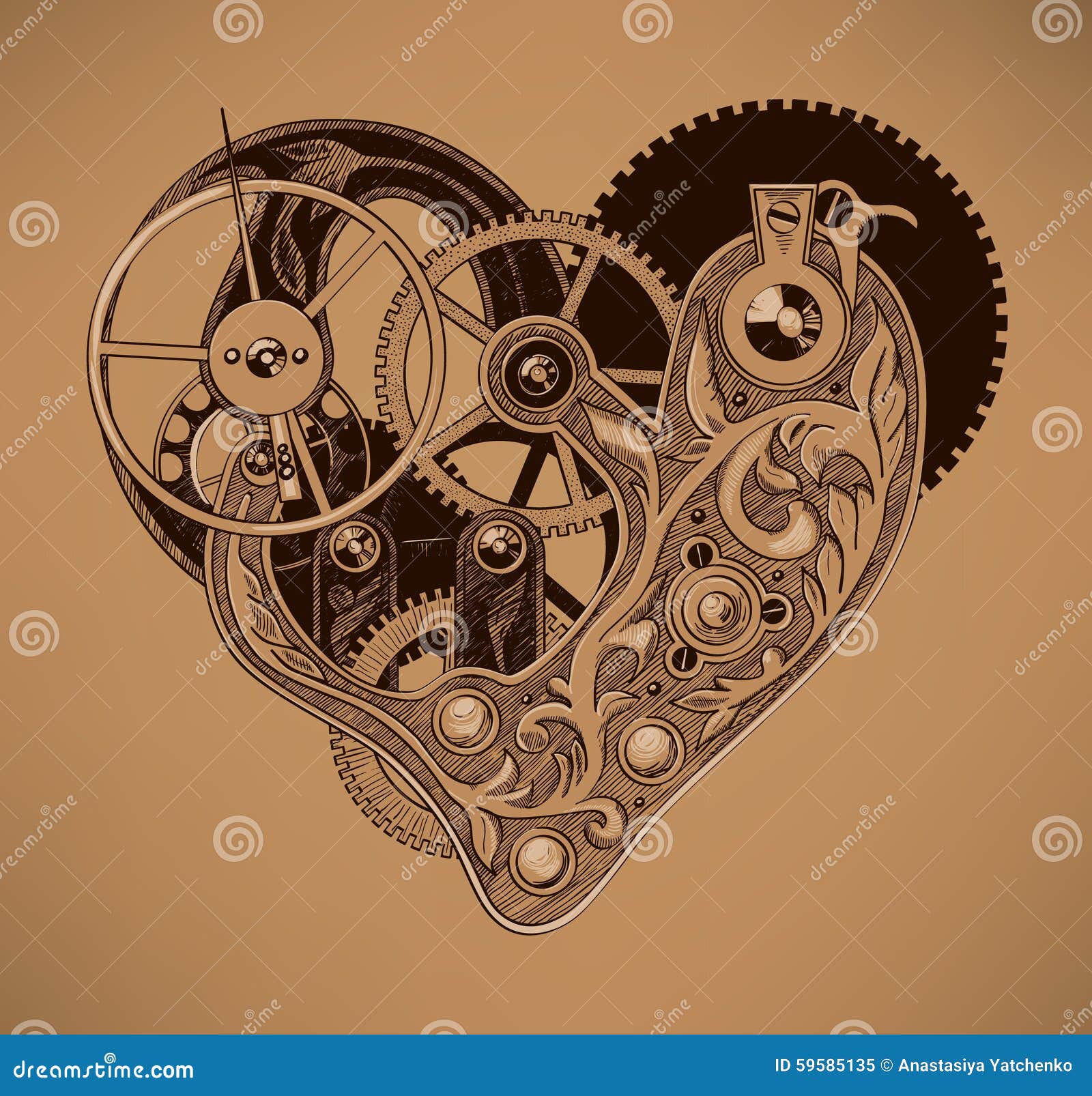Illustration of Mechanical Heart. Stock Vector - Illustration of heart ...