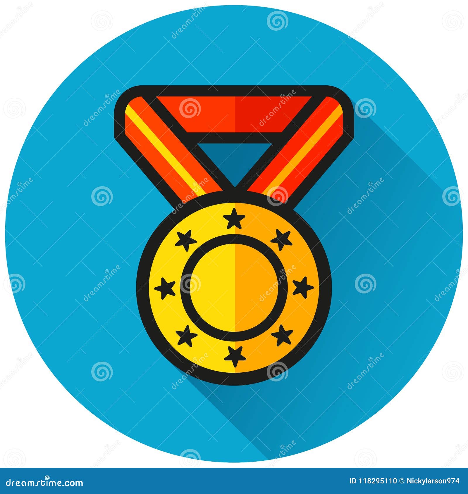 Medal Circle Blue Flat Icon Stock Vector - Illustration of achievement ...