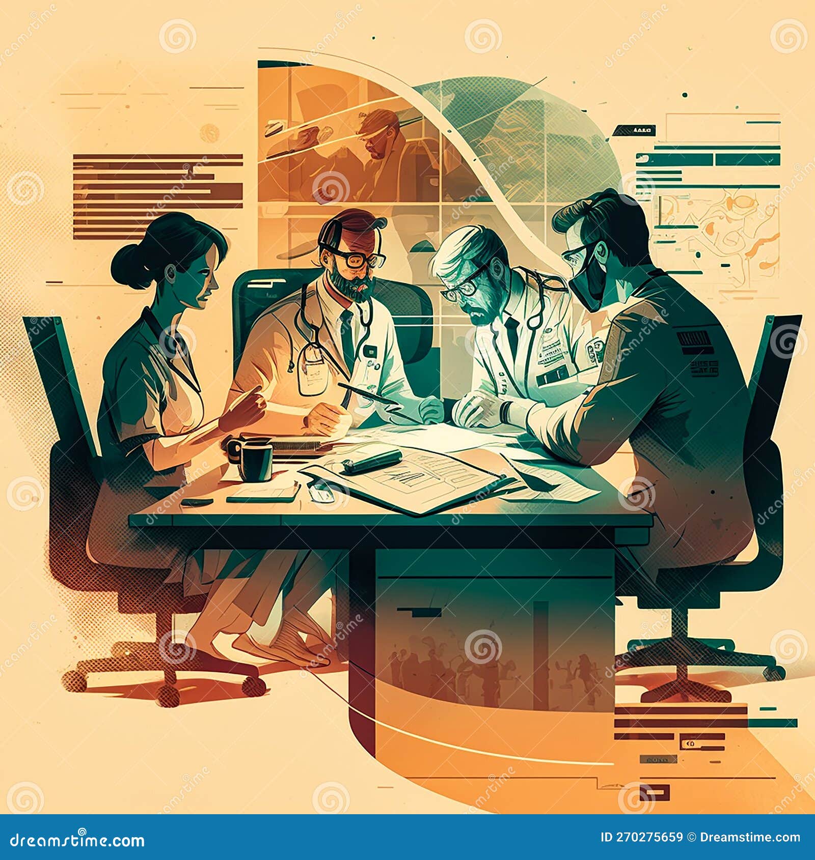 Medical Team Collaborating. Stock Illustration - Illustration of icon ...