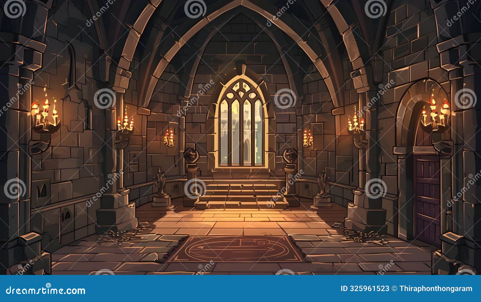 Medieval castle hall stock illustration. Illustration of royalty ...