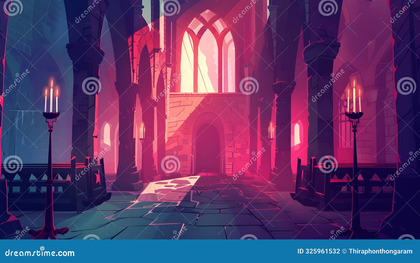 Medieval castle hall stock illustration. Illustration of hall - 325961532